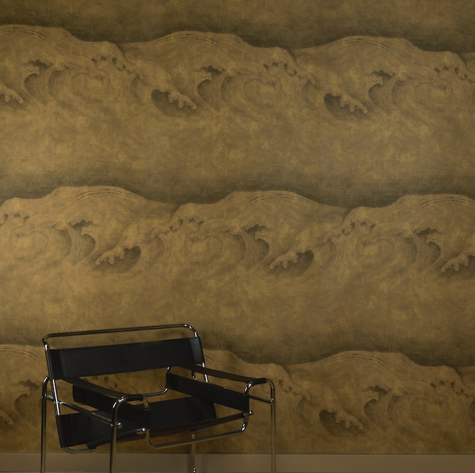 Wave Silk – Walnut Wallpaper