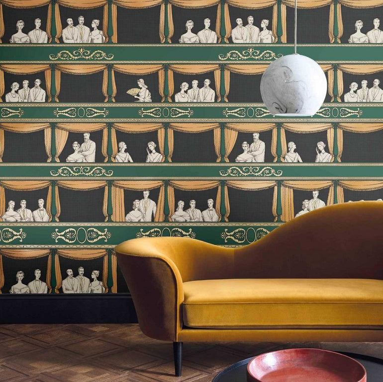 Fornasetti Teatro – Walnut Wallpaper