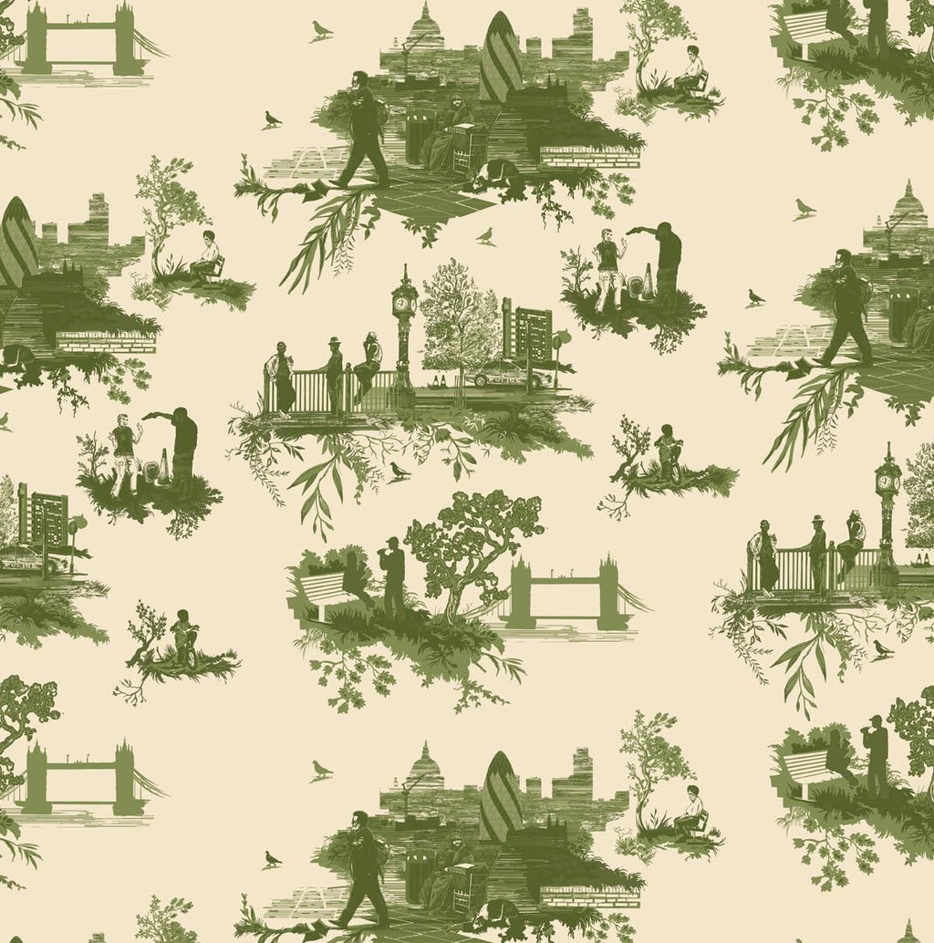 London Toile – Walnut Wallpaper