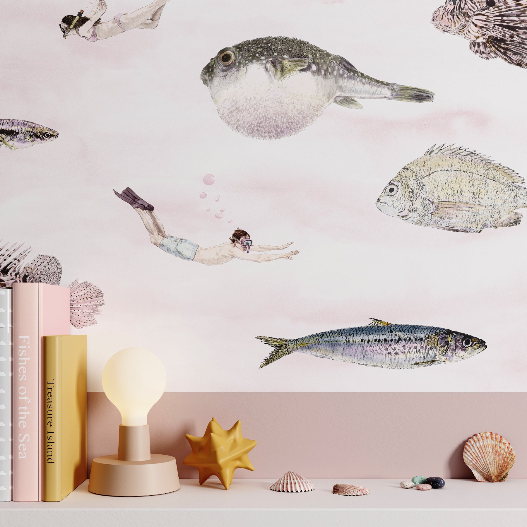 Classic Fish – Walnut Wallpaper