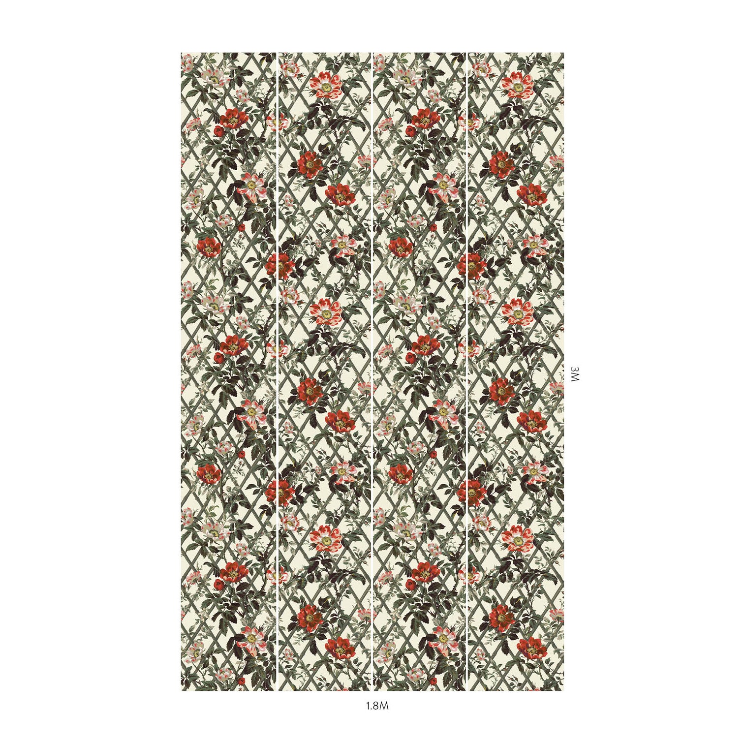 Bryher Rose Trellis – Walnut Wallpaper