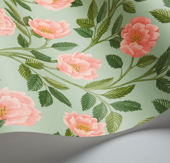 Hampton Roses – Walnut Wallpaper