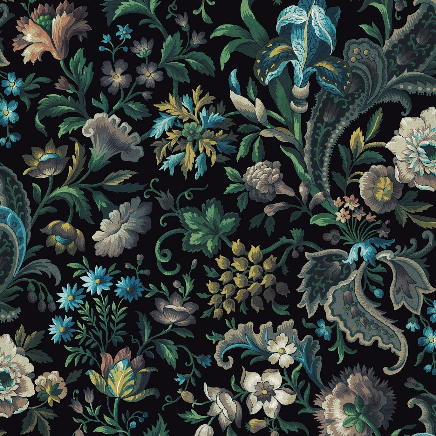 Florika Velvet Fabric – Walnut Wallpaper